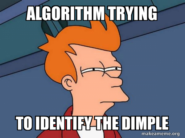 ALGORITHM TRYING TO IDENTIFY THE DIMPLE - Futurama Fry Meme Generator