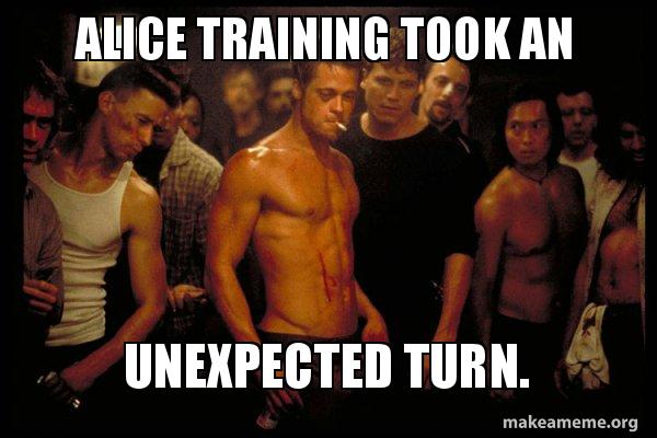 Alice Training took an unexpected turn. - Fight Club Meme Generator