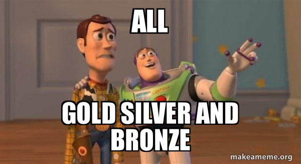 all Gold silver and bronze - Buzz and Woody (Toy Story) Meme Meme Generator