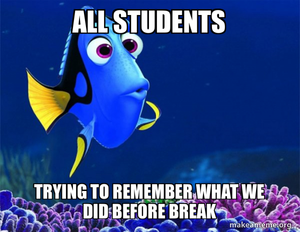 All students Trying to remember what we did before break - Dory from ...