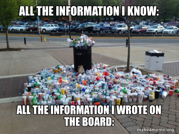 all the information I know: all the information I wrote on the board ...