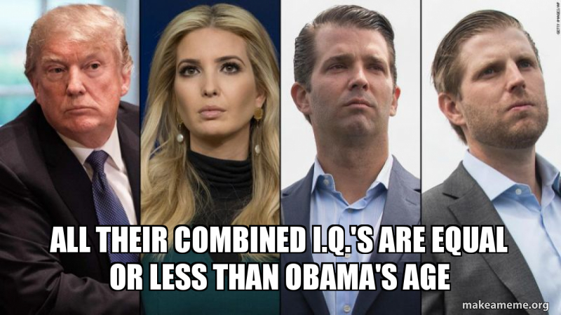 All their combined I.q.'s are equal or less than obama's age Meme Generator