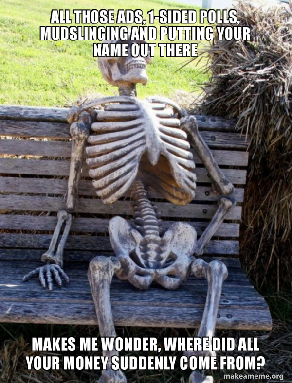 All those ads, 1-sided polls, mudslinging and putting your name out ...
