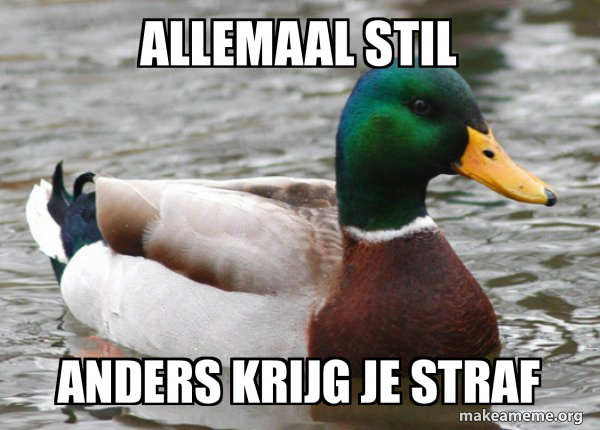allemaal stil anders krijg je straf - Actual Advice Mallard Meme Generator