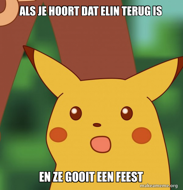 als je hoort dat elin terug is en ze gooit een feest - Surprised ...