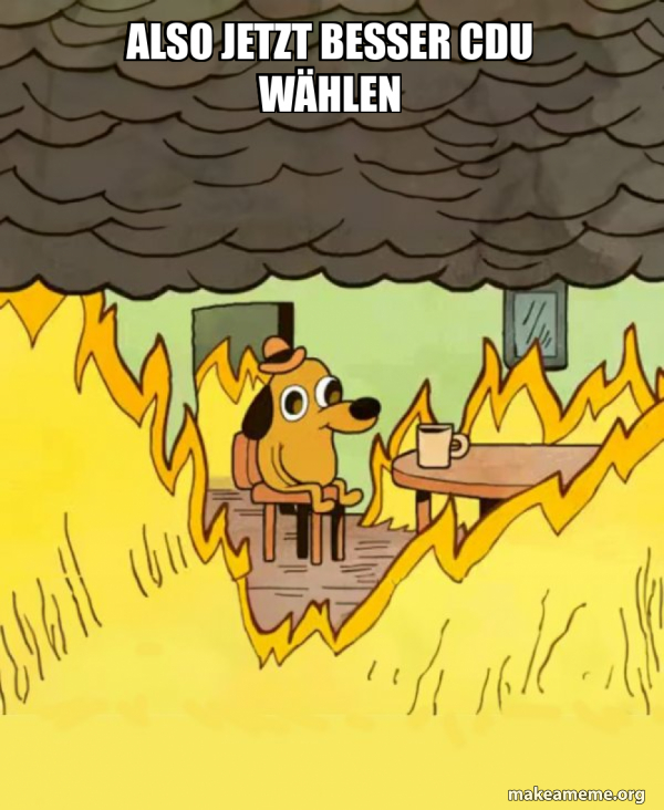 Also jetzt besser CDU wählen - This Is Fine Meme Generator
