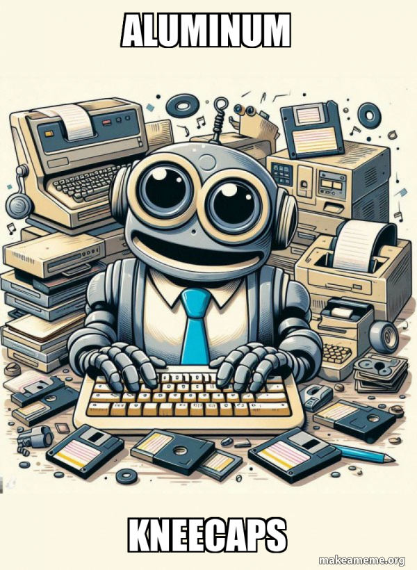 aluminum kneecaps - Ai Meme Generator