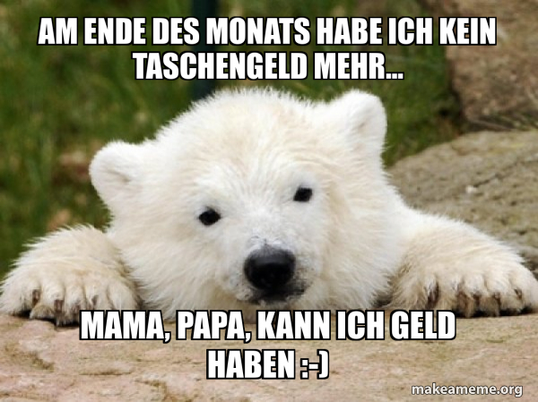 Am Ende des Monats habe ich kein Taschengeld mehr... Mama, Papa, kann ...