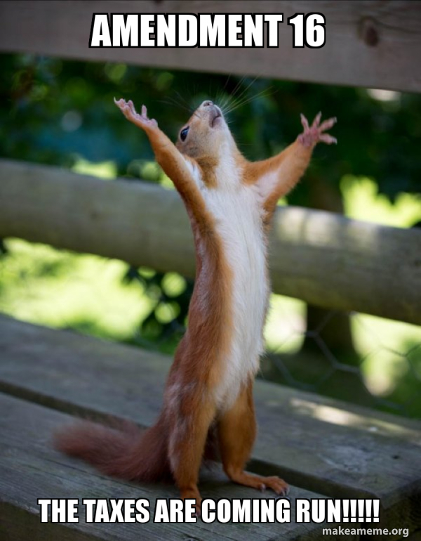 AMENDMENT 16 THE TAXES ARE COMING RUN!!!!! - Happy Squirrel Meme Generator