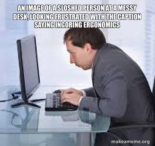 An Image of a sloshed person at a messy desk, looking frustrated with ...