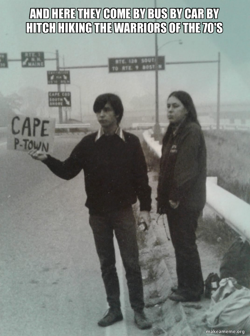 and here they come by bus by car by hitch hiking the warriors of the 70 ...