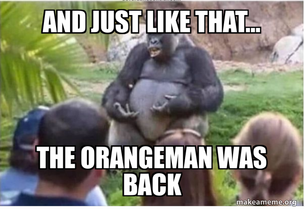 and just like that... The orangeman was back Meme Generator