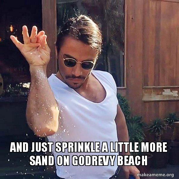 And just sprinkle a little more sand on Godrevy beach - SaltBae or Salt ...