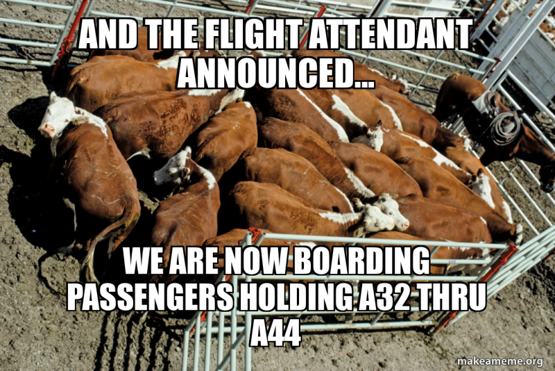 and the flight attendant announced... we are now boarding passengers ...