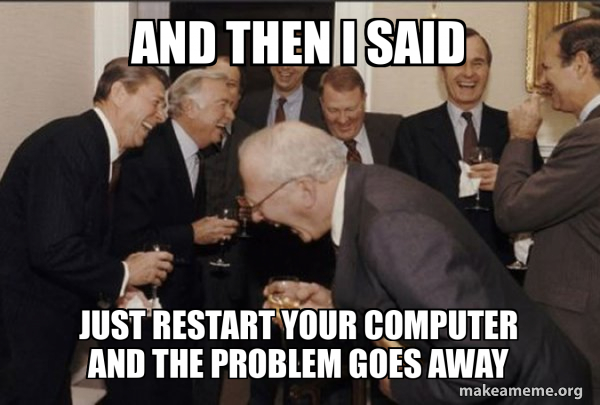 And then I said Just restart your computer and the problem goes away ...