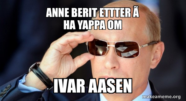 anne berit ettter å ha yappa om ivar aasen - Vladamir Putin Meme Generator