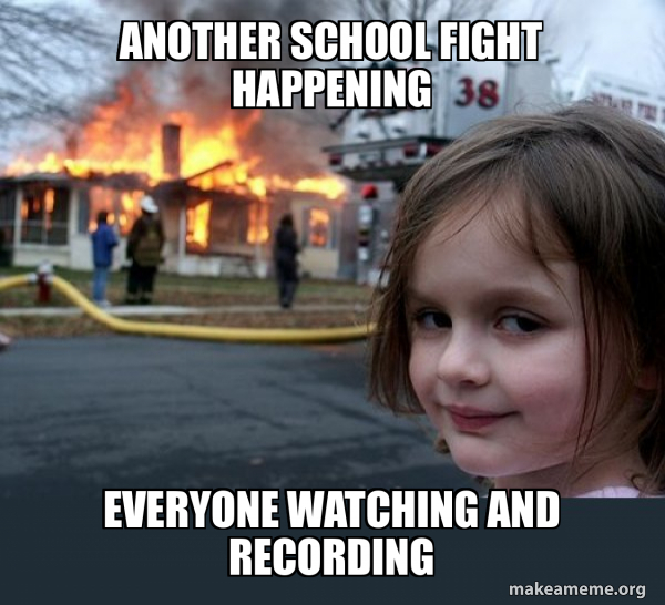 another school fight happening everyone watching and recording ...