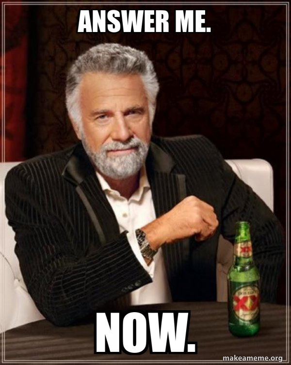 ANSWER ME. NOW. - The Most Interesting Man in the World Meme Generator