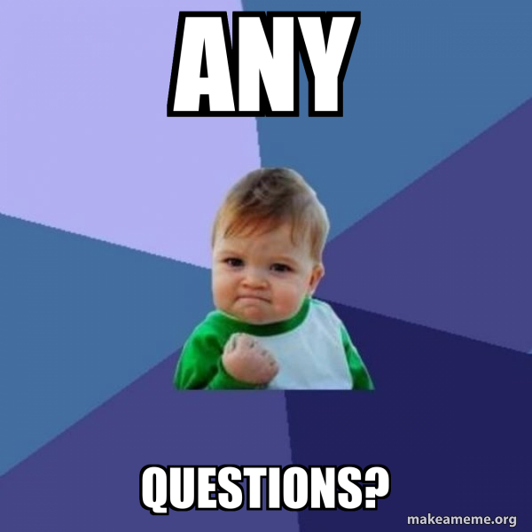 ANY QUESTIONS? - Success Kid Meme Generator