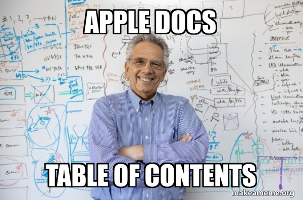 Apple docs Table of contents - Good Guy Professor Meme Generator