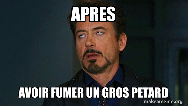 apres avoir fumer un gros petard - Tony Stark Eye Roll Meme Generator