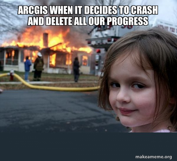 Arcgis when it decides to crash and delete all our progress - Disaster ...