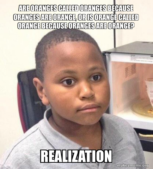 Are oranges called oranges because oranges are orange, or is orange ...