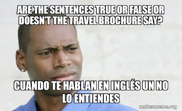 Are the sentences true or false or doesnâ€™t the travel brochure say ...