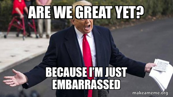 ARE WE GREAT YET? Because I’m just embarrassed - Trump - Impeachment ...