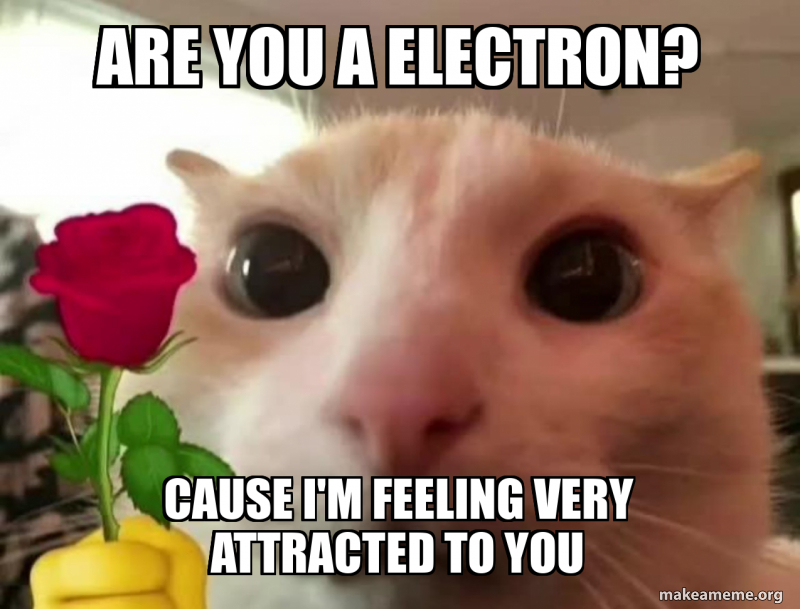 are you a electron? Cause i'm feeling very attracted to you Meme Generator