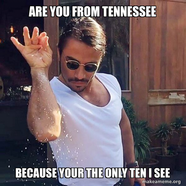 Are you from Tennessee Because your the only ten I see - SaltBae or ...
