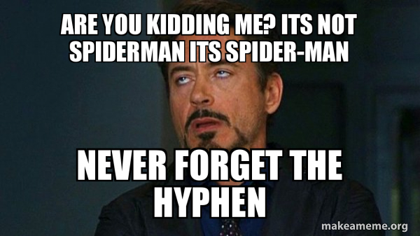 are you kidding me? its not spiderman its spider-man NEVER FORGET THE ...