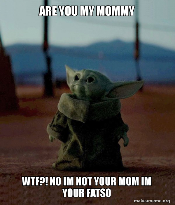 Are you my mommy WTF?! No im not your mom im your fatso - Baby Yoda ...