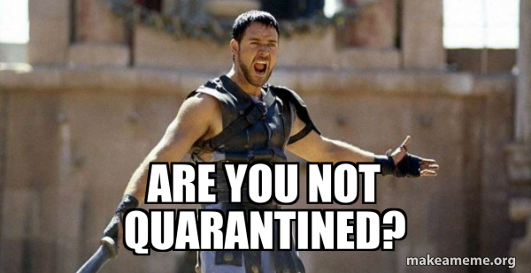are you not quarantined? - Gladiator (Are You Not Entertained?) Meme ...