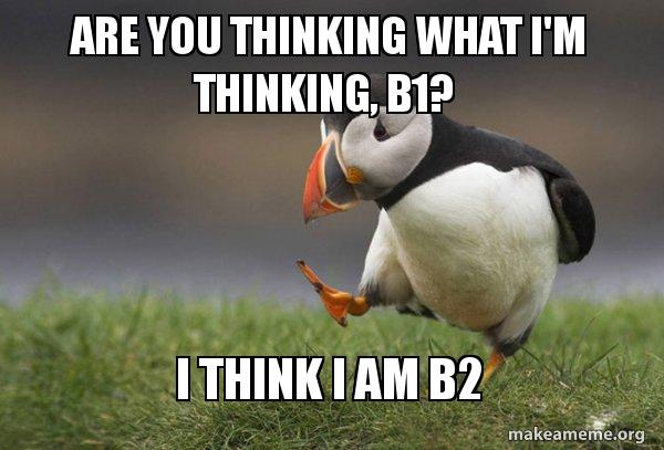 Are you thinking what I'm thinking, B1? I think I am B2 - Unpopular ...