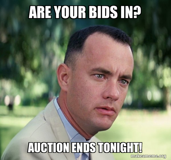 are your bids in? auction ends tonight! - Forrest Gump just like that ...