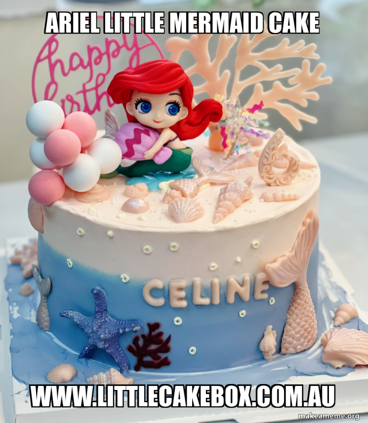 Ariel Little Mermaid Cake www.littlecakebox.com.au Meme Generator