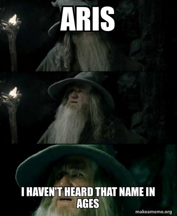 Aris I haven't heard that name in ages - Confused Gandalf Meme Generator