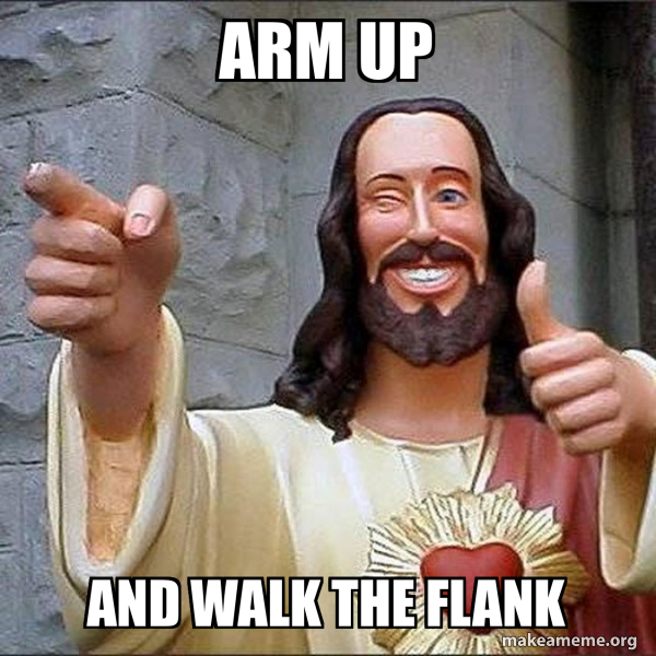arm up and walk the flank - Cool Jesus Meme Generator