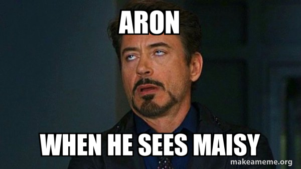 aron when he sees maisy - Tony Stark Eye Roll Meme Generator
