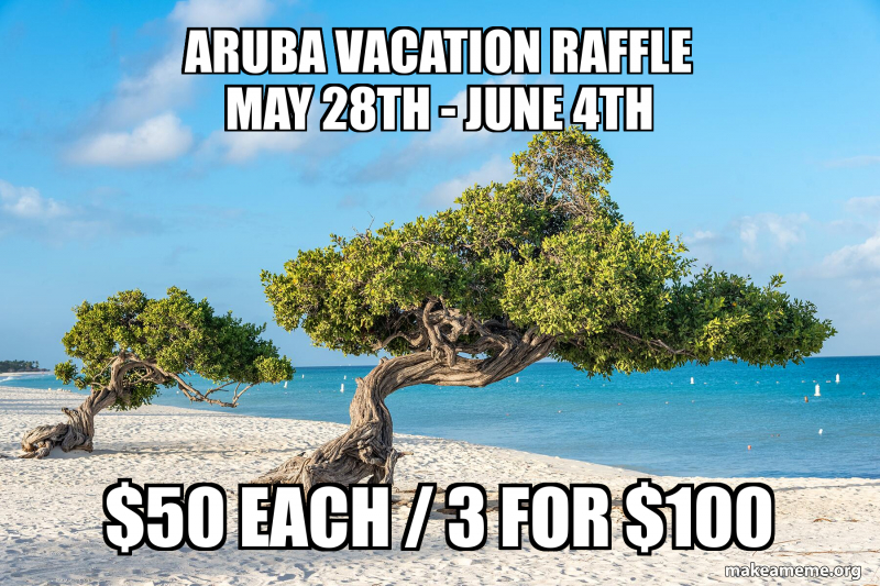 Aruba vacation raffle May 28th - June 4th $50 each / 3 for $100 Meme ...