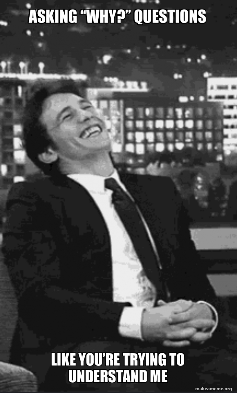 Asking “why?” Questions Like you’re trying to Understand me Meme Generator