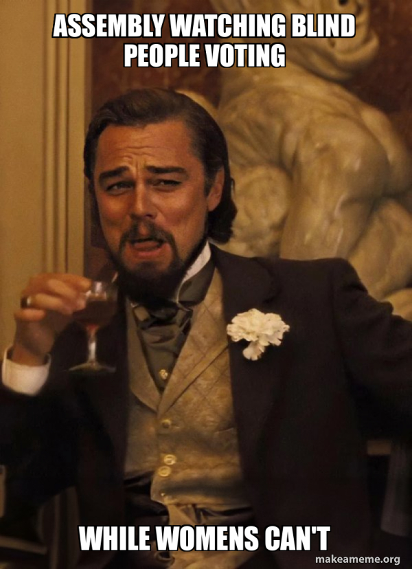 Assembly watching blind people voting while womens can't - Leonardo ...