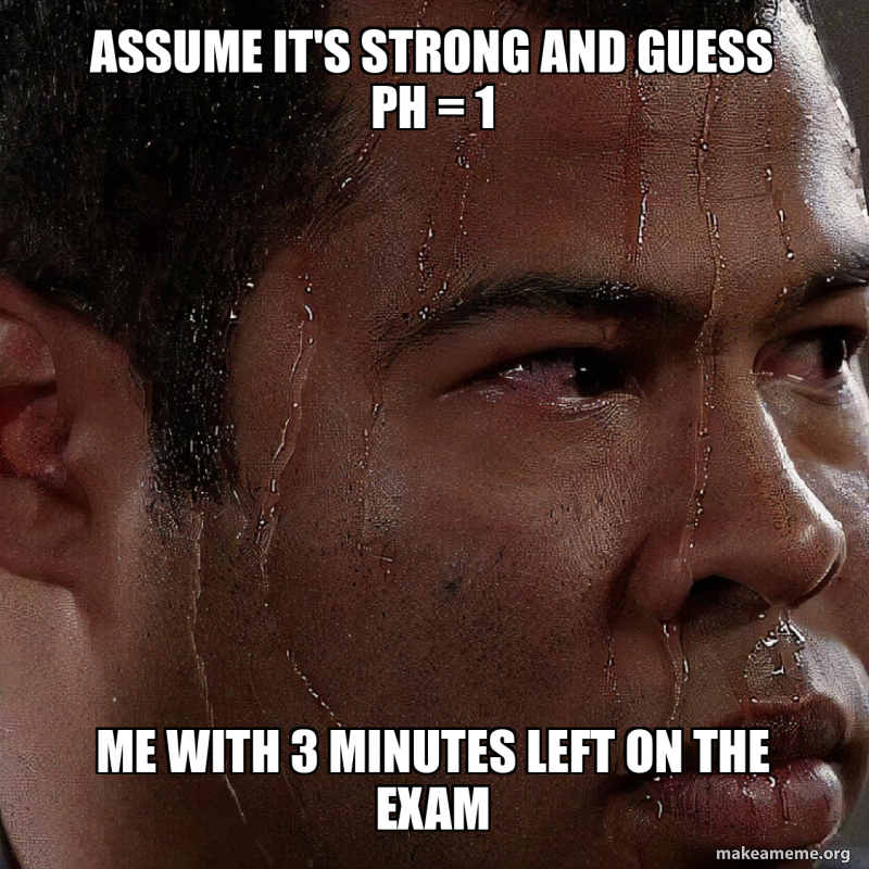 Assume it's strong and guess pH = 1 Me with 3 minutes left on the exam ...