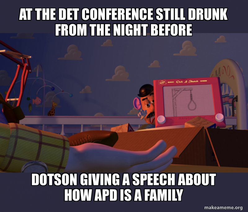 at the det conference still drunk from the night before dotson giving a ...
