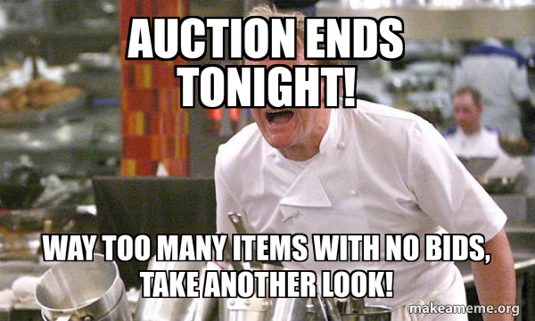 auction ends tonight! way too many items with no bids, take another ...