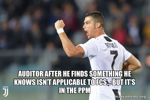 Auditor after he finds something he knows isn't applicable to FCS ...