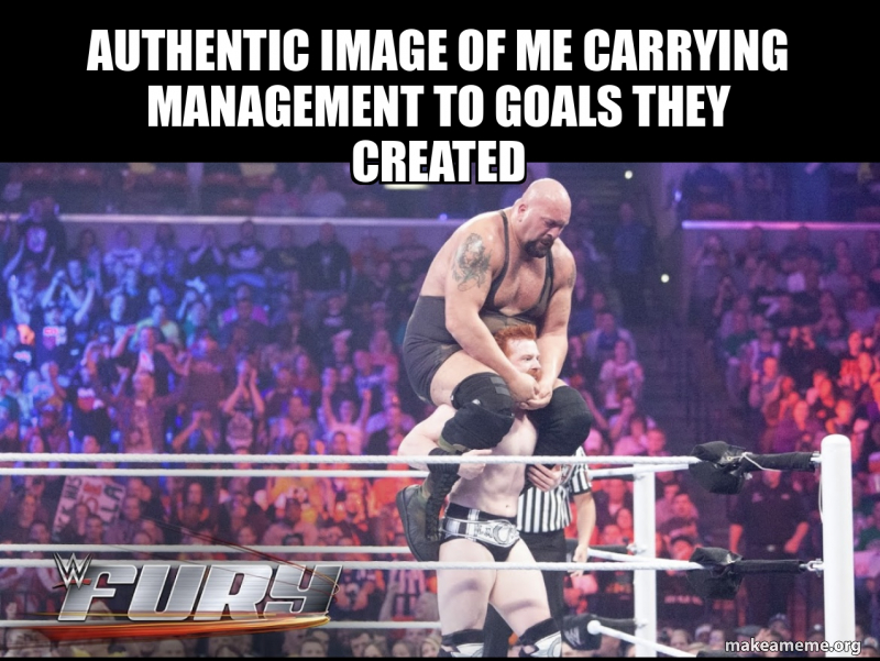 Authentic image of me carrying management to goals they created Meme ...