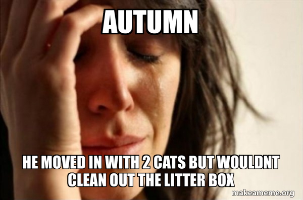 Autumn He moved in with 2 cats but wouldnt clean out the litter box ...