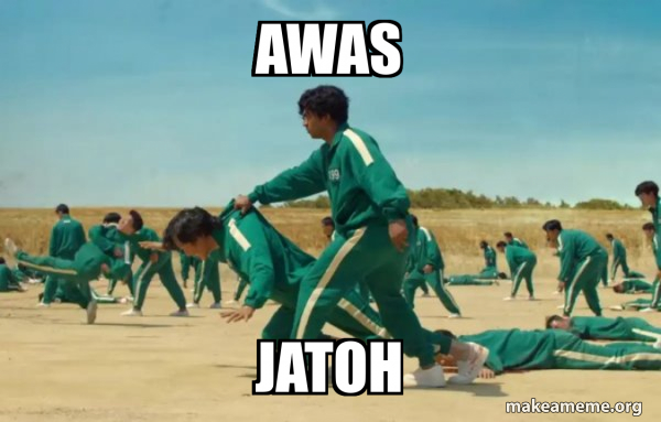 awas jatoh - Squid Game Ali Holding Seong Meme Generator